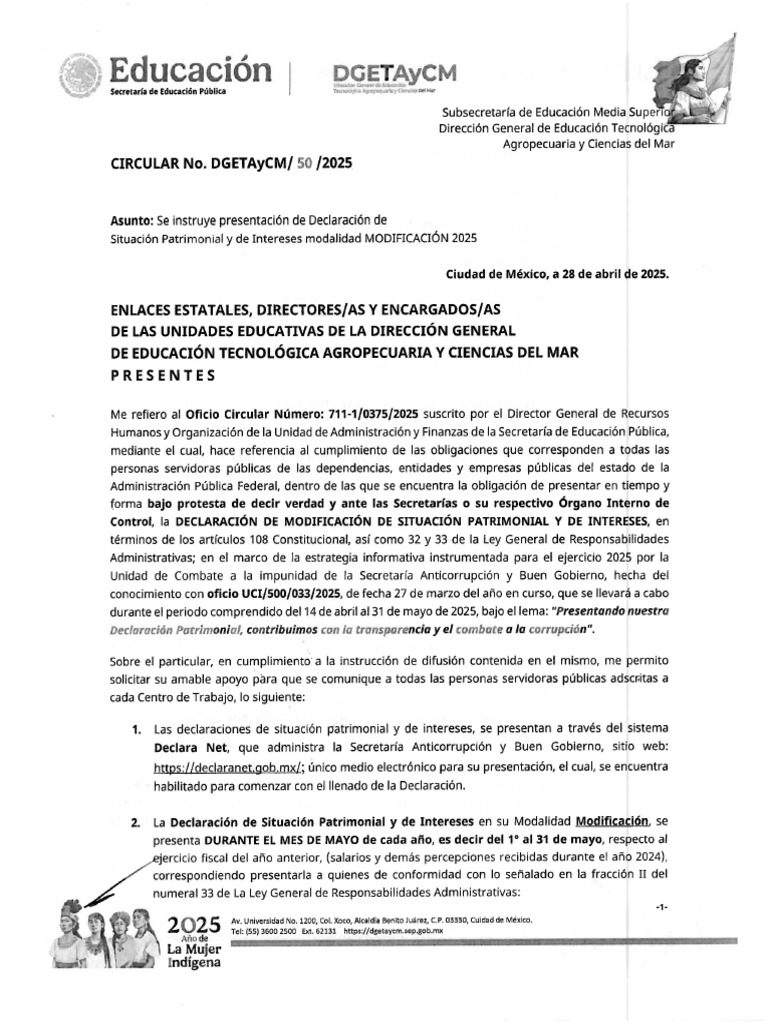 Circular DGETAYCM 50 2025 | PDF