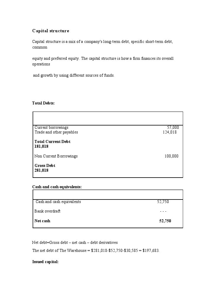 The Warehouse Capital Structure Analysis | PDF | Business