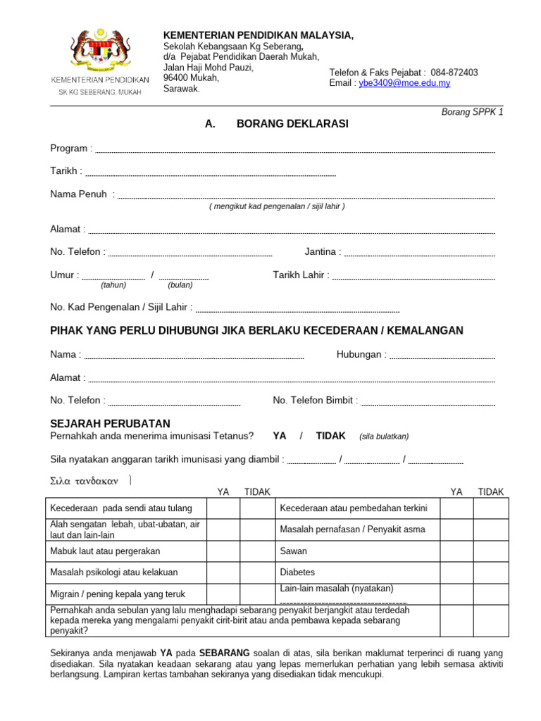 Borang Deklarasi | PDF
