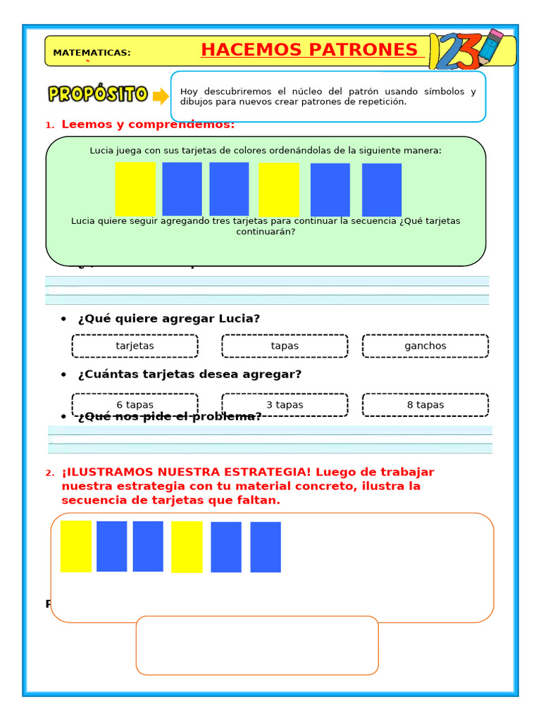 U2 S2 Ficha D2 Mat Patrones Graficos Maestras de Primaria Del Peru | PDF