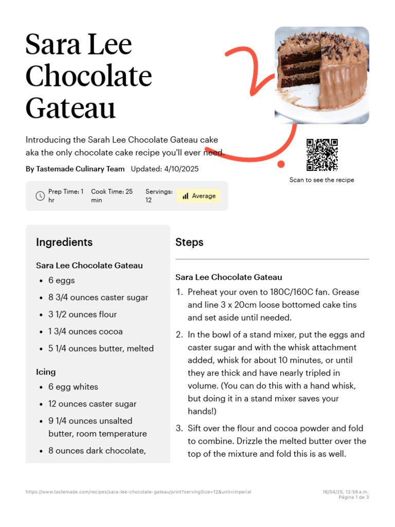 Tastemade | Sara Lee Chocolate Gateau | Tastemade | PDF | Cakes | Foods