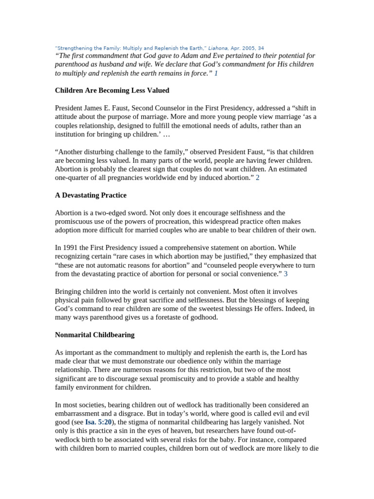 Motherhood-blessings and Responsibilities | PDF | Adam | Glory (Religion)