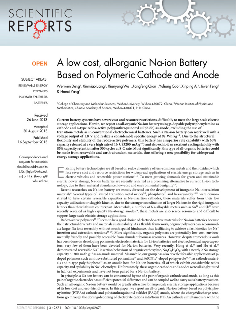 A low cost, all-organic Na-ion Battery Based on Polymeric Cathode and ...