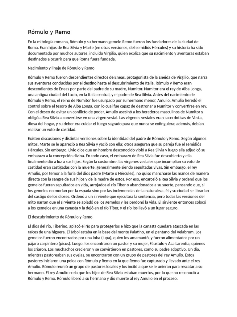 Rómulo y Remo | PDF | Romulus y Remus | Roma antigua