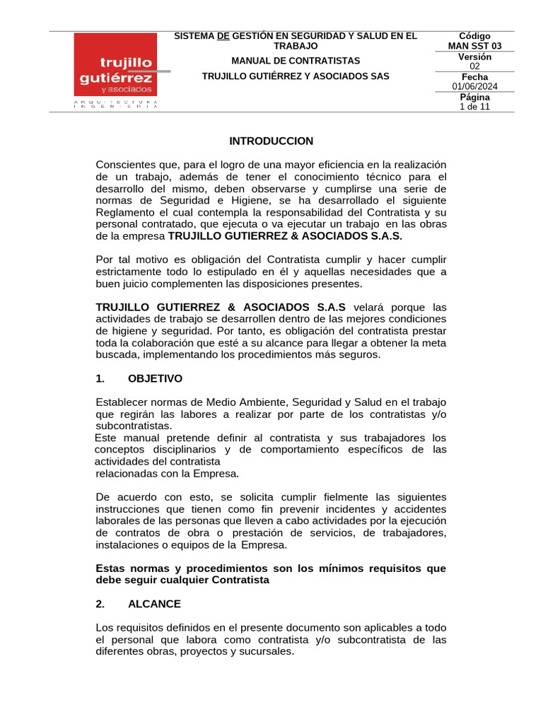 Manual Del Contratista (Revisado) | PDF | Business | Valores