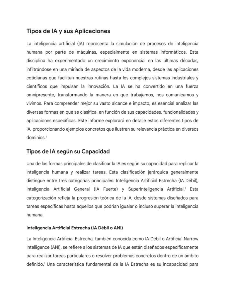 Tipos y Aplicaciones de la IA | PDF | Inteligencia artificial ...