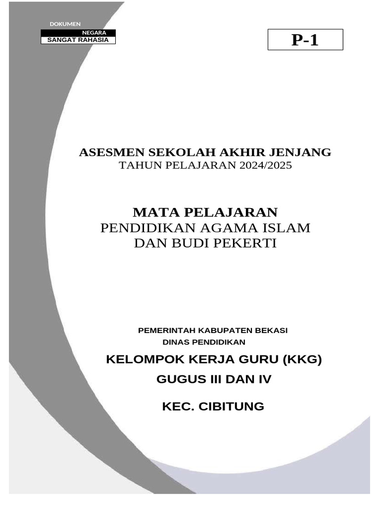 Soal Asaj Pai SD 2024-2025 | PDF