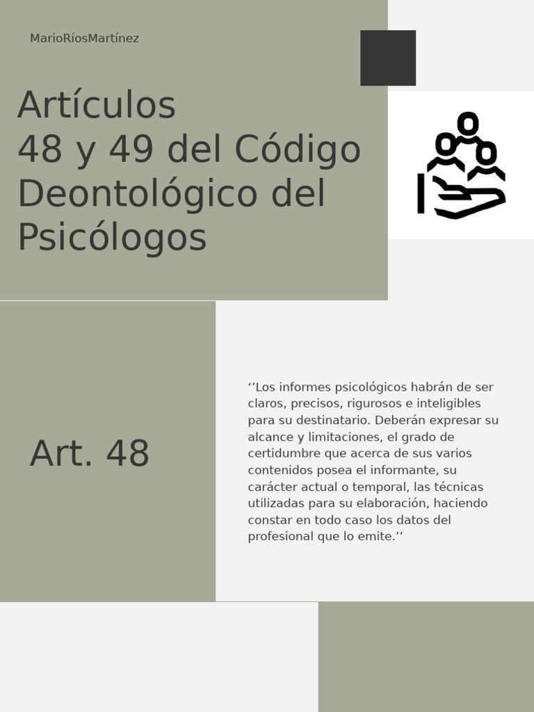 Código Deontológico: Artículos 48 y 49 | PDF