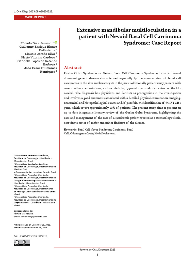 Extensive Mandibular Multiloculation in A Patient With Nevoid Basal ...