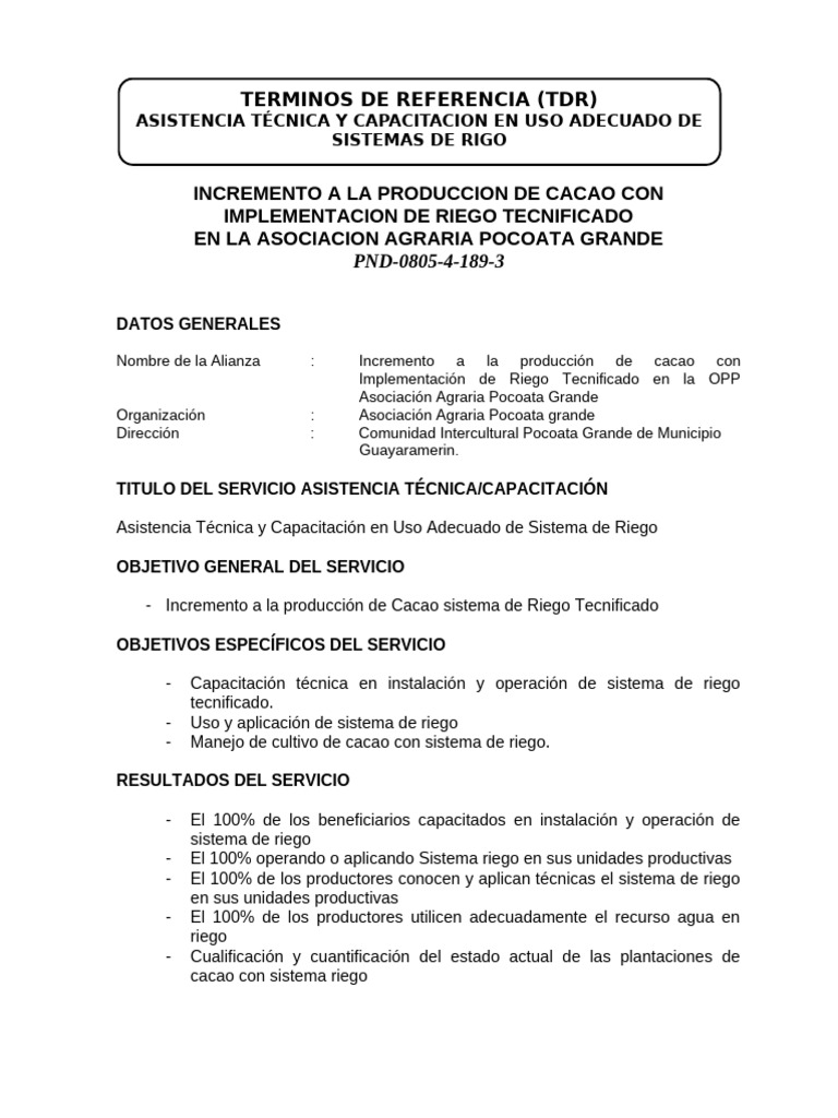 6.-TDR TEC Insta Operacion Riego Pocoata | PDF | Riego