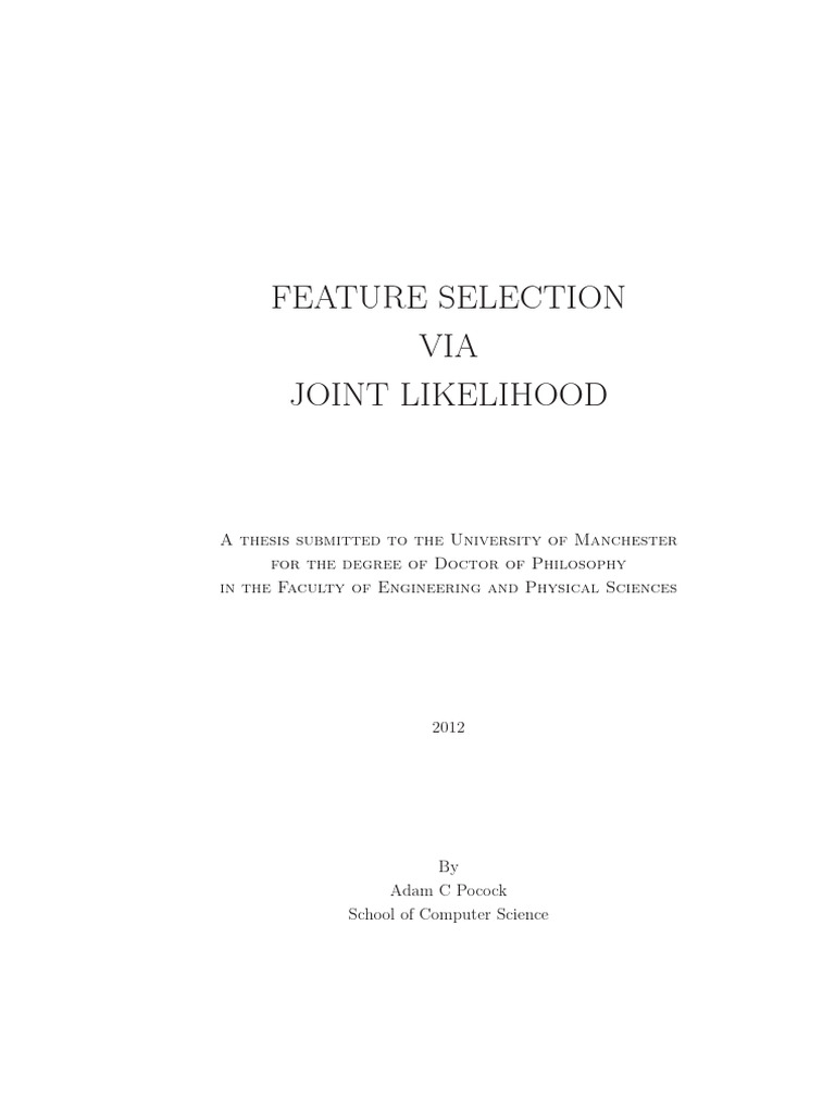 Feature Selection | PDF | Statistical Classification | Machine Learning