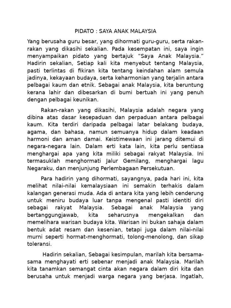Cinta Tanah Air: Saya Anak Malaysia | PDF