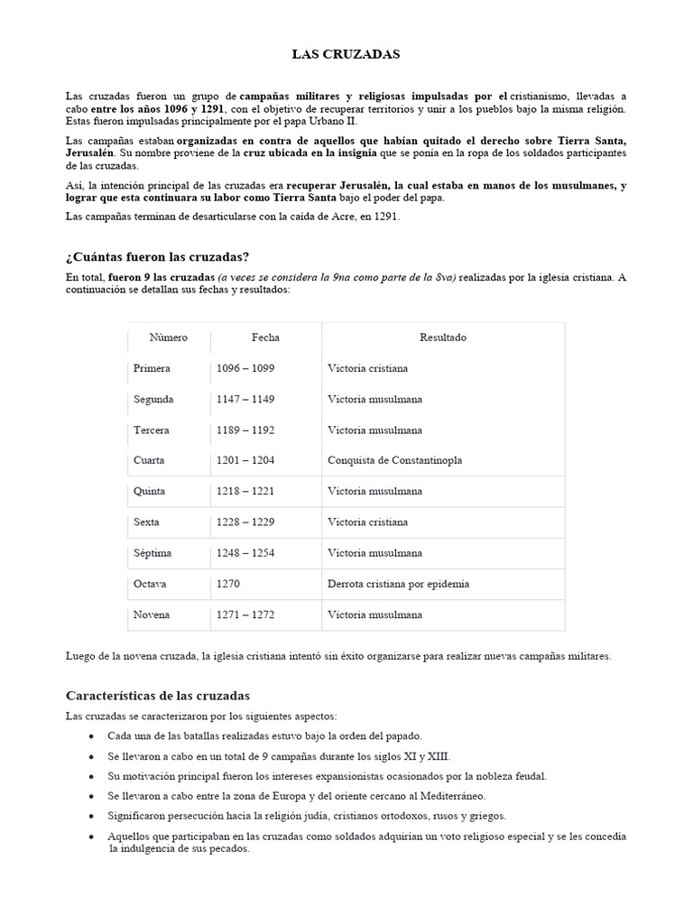 Historia y consecuencias de las cruzadas | PDF | Cruzadas | Edades medias