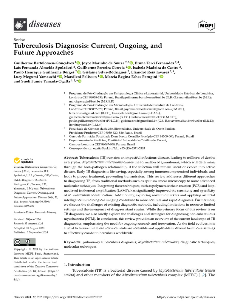 Tuberculosis Diagnosis: Current and Future Methods | PDF | Tuberculosis ...