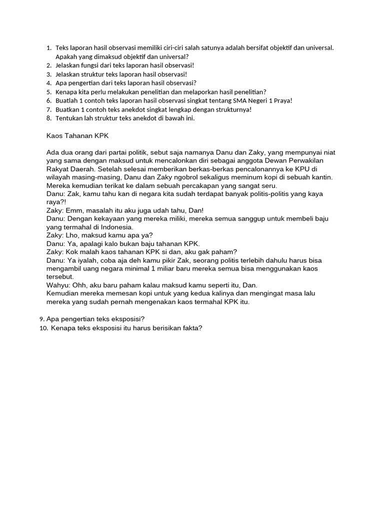 soal PTS kelas X ganjil bahasa indo | PDF