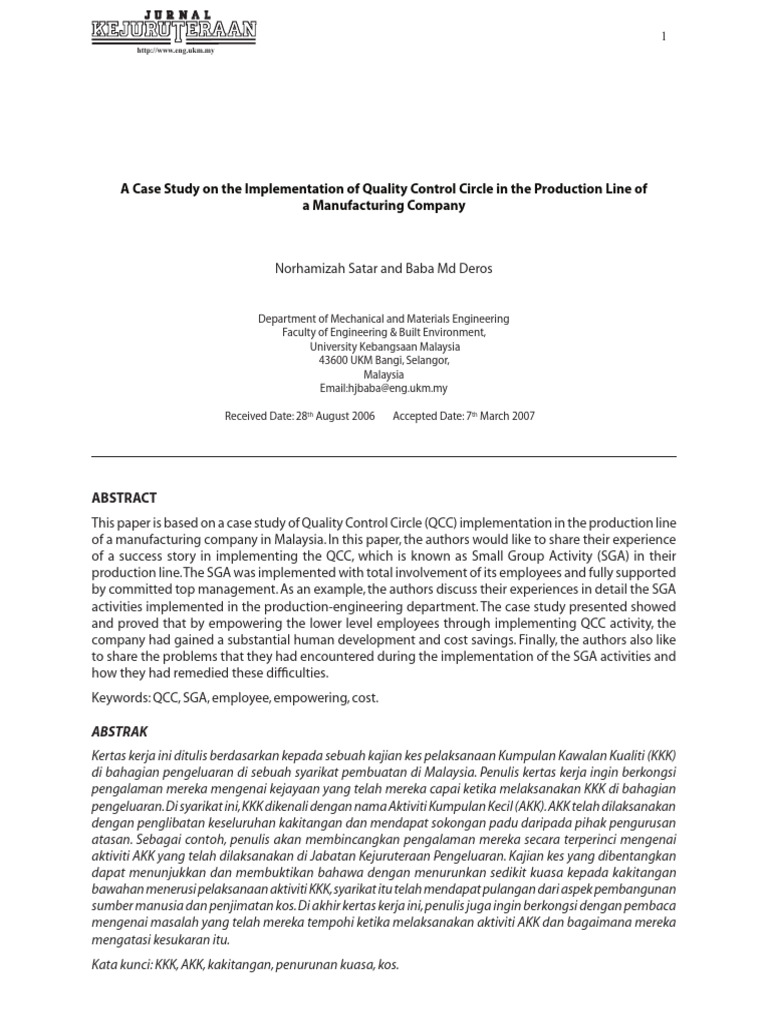 A Case Study On The Implementation of Qu | PDF