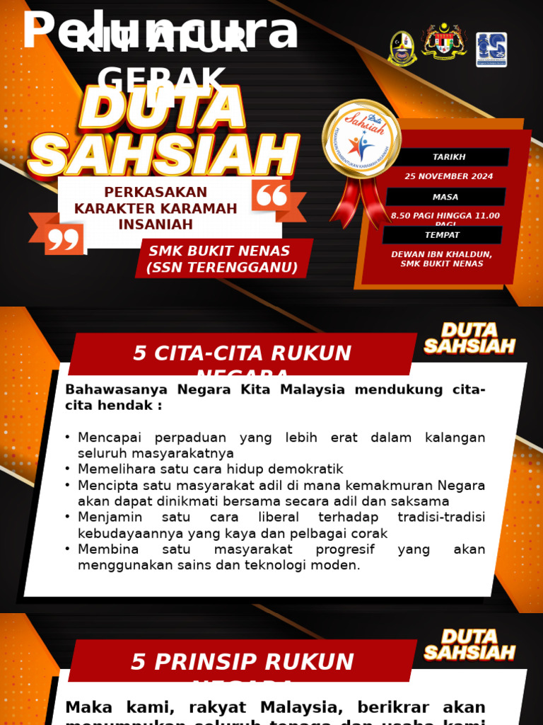 Tirai Belakang (Banner) Majlis Peluncuran Kit Atur Gerak Duta Sahsiah 2024 SSNTBN | PDF