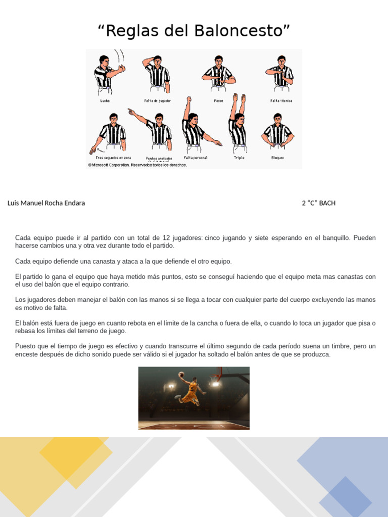 Fundamentos y Reglas Del Baloncesto | PDF