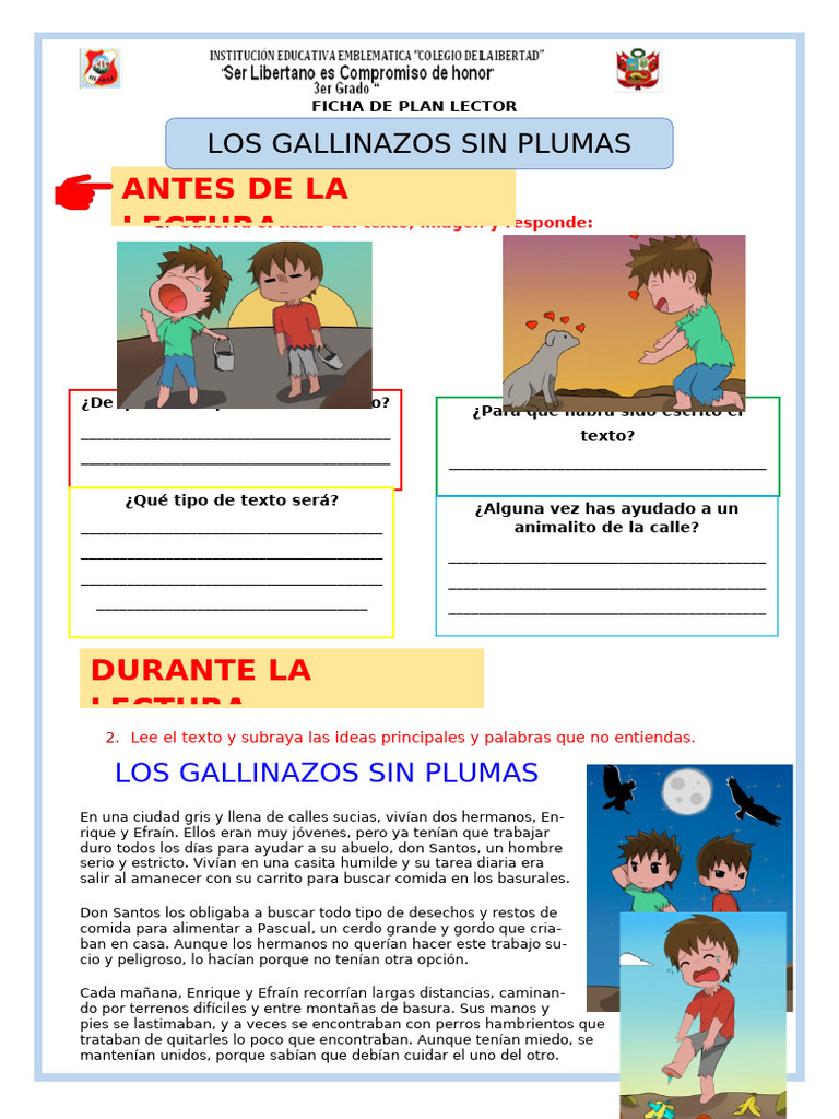 Ficha Plan Lector Semana 5 V Unidad | PDF