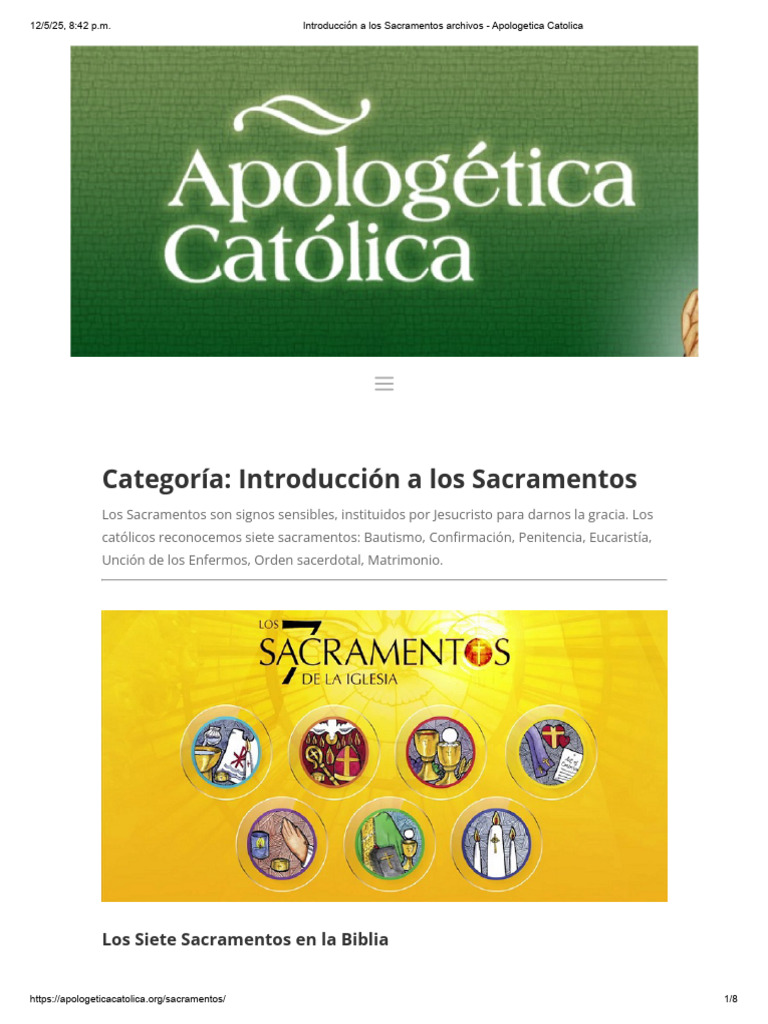 Siete Sacramentos en la Biblia | PDF | Iglesia Católica | eucaristía