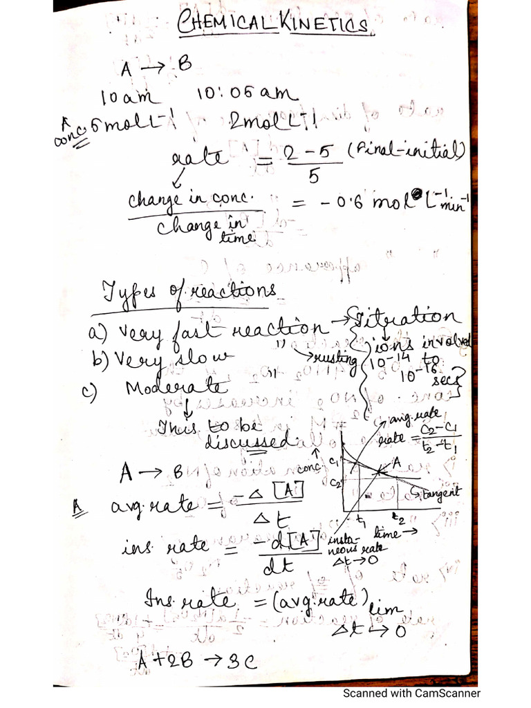 Chemical Kinetics Notes | PDF