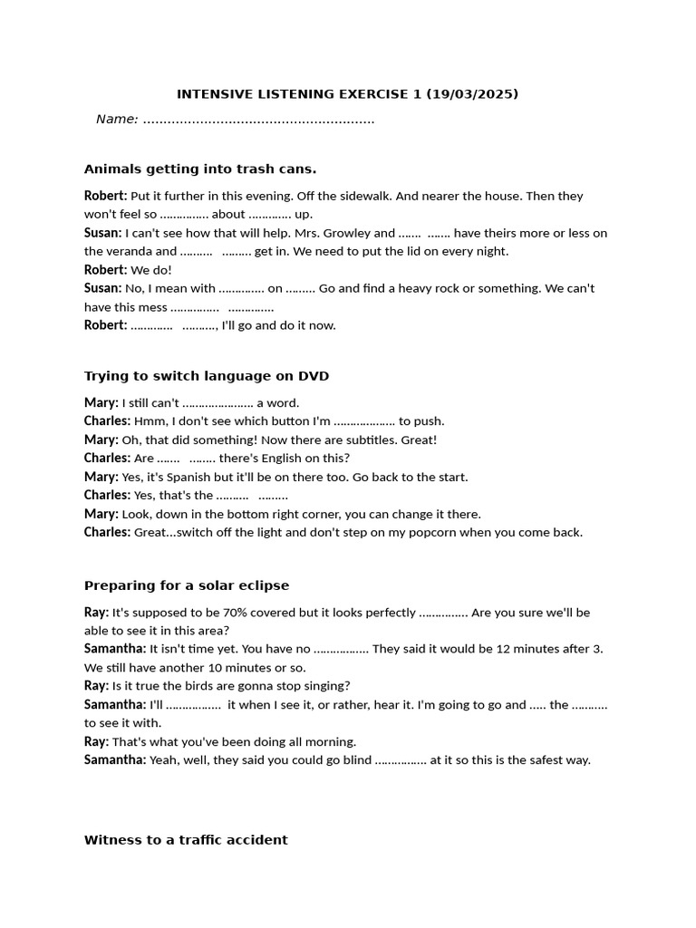 Intensive Listening Exercise: Conversations | PDF