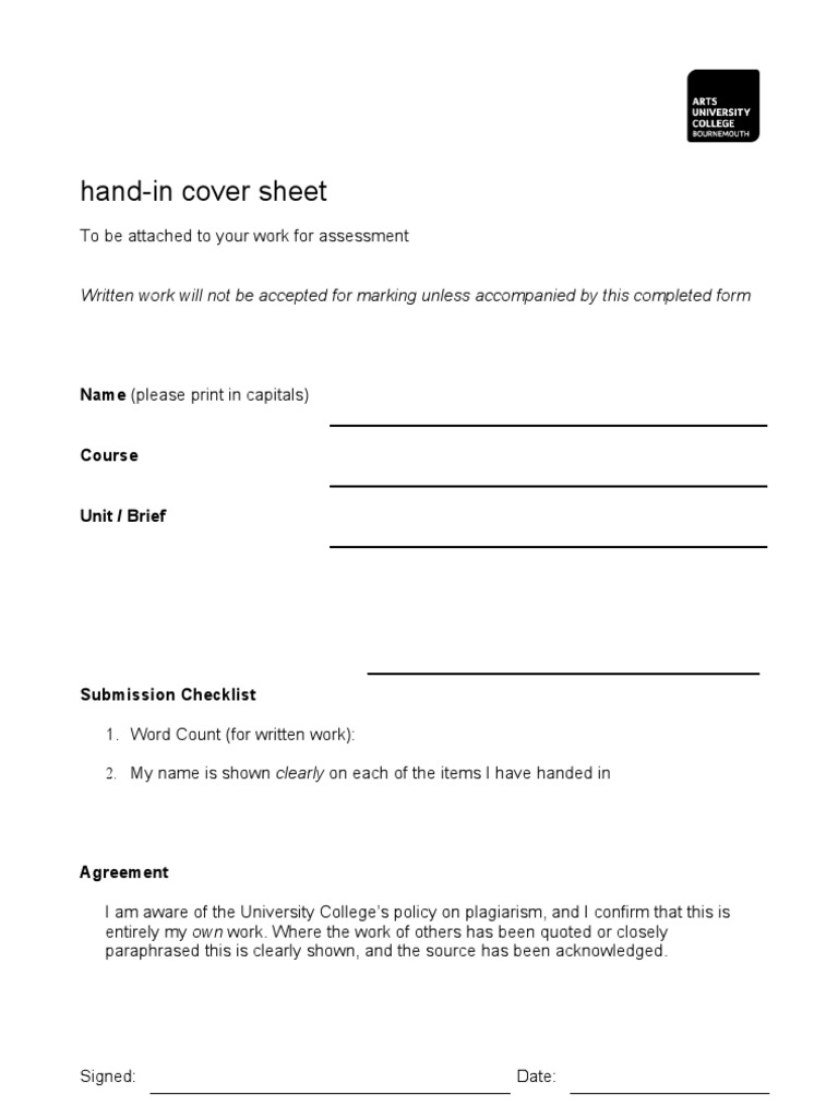 Assessment Cover Sheet Template | PDF