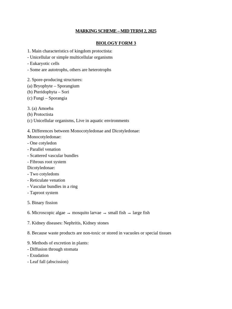 Biology f3 Ms | PDF
