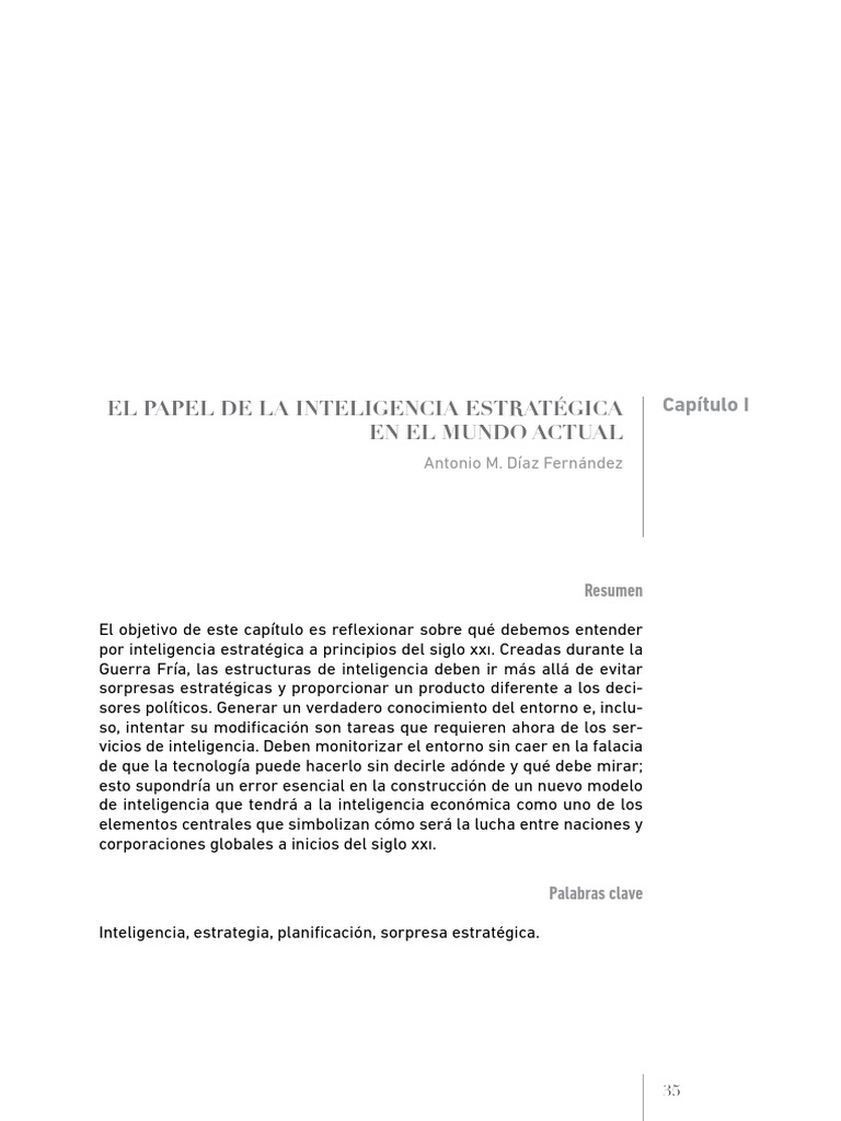 El Papel de la Inteligencia Estrategica en el Mundo Actual | PDF ...