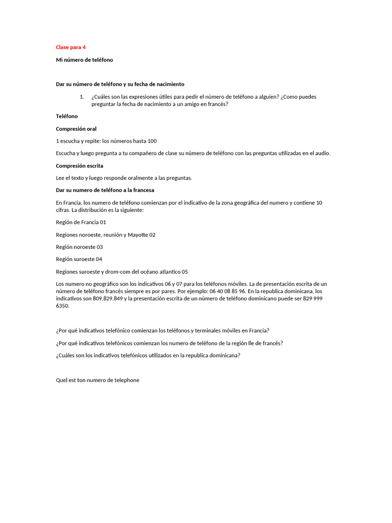 Clase para 4a y 4b | PDF