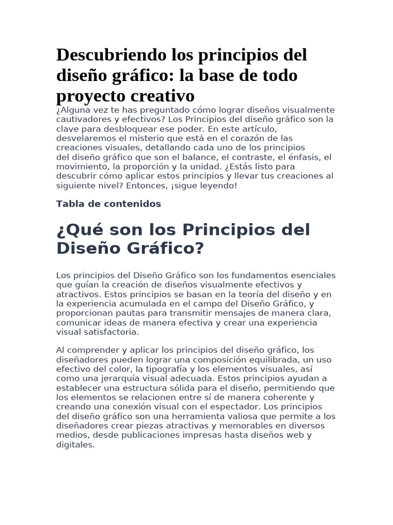 Principios Del Diseño Gráfico | PDF | Diseño gráfico | Diseño