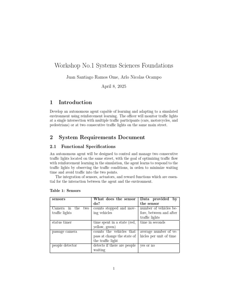 Workshop No 1 Systems Sciences | PDF | Traffic | Traffic Light