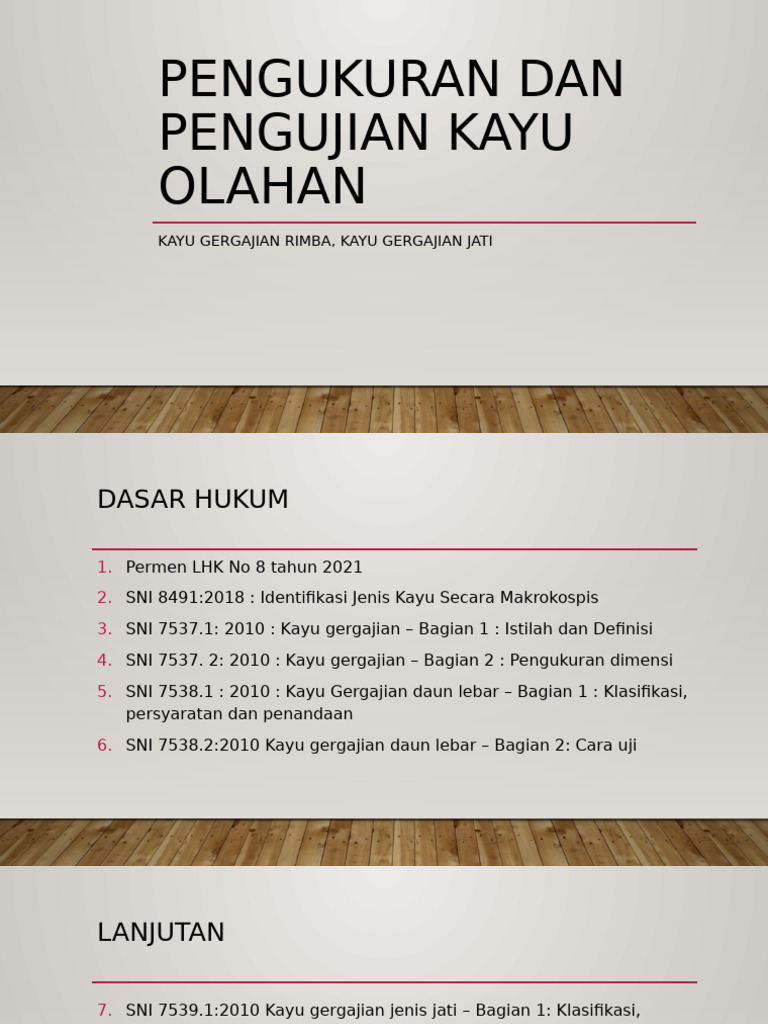 SNI Kayu Gergajian dan Pengujian | PDF