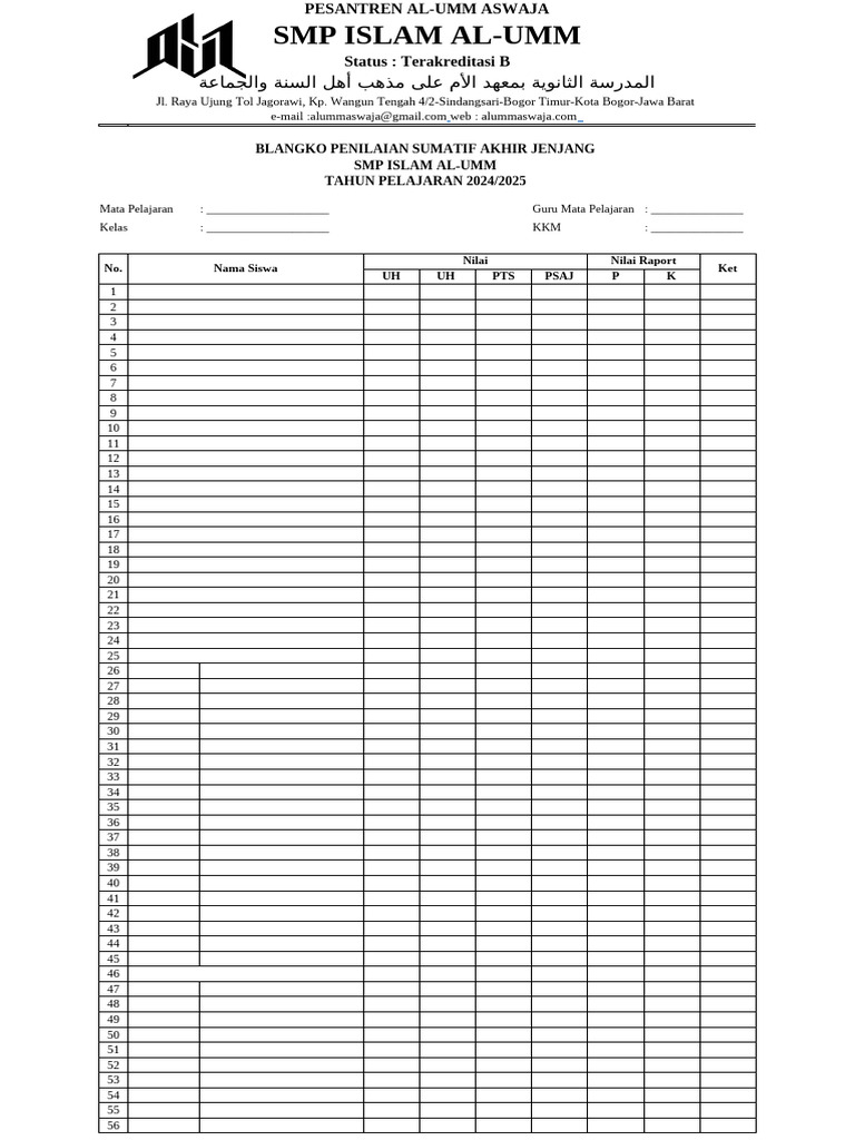 BLANGKO NILAI | PDF