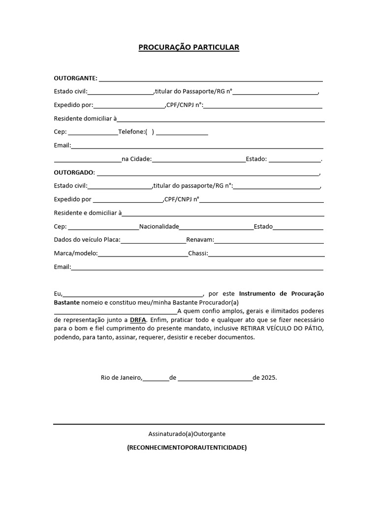 Procuração Particular Drfa | PDF