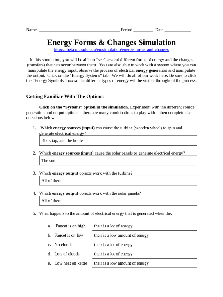 PhET - Energy Forms and Changes | PDF | Fluorescent Lamp | Water