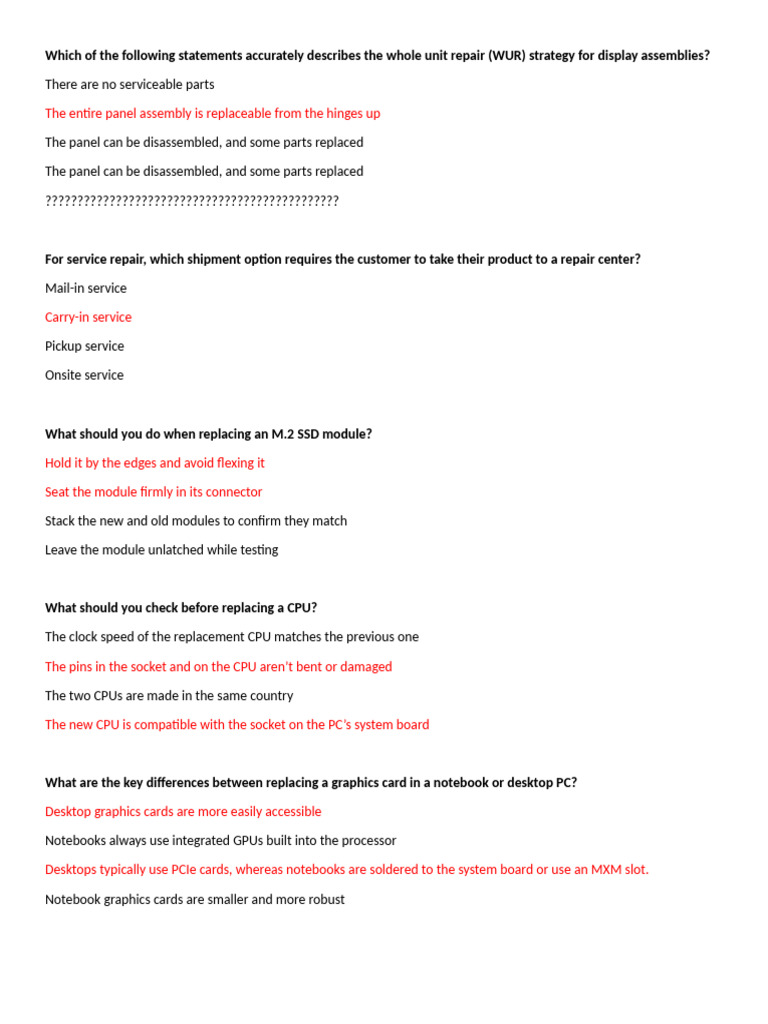 ID 0001119667 - Servicing HP PCs 2024 - Pillar 3 Before Replacing Parts Assessment | PDF ...