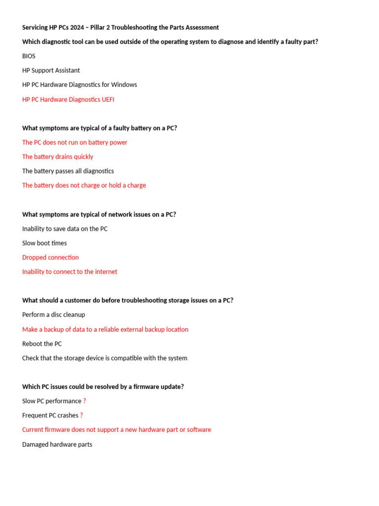 Troubleshooting HP PCs: Parts Assessment 2024 | PDF | Usb | Personal ...