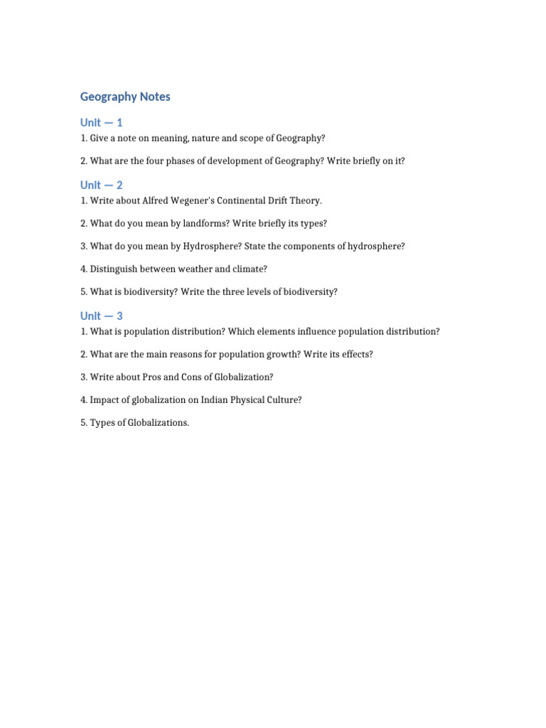 Geography Notes | PDF