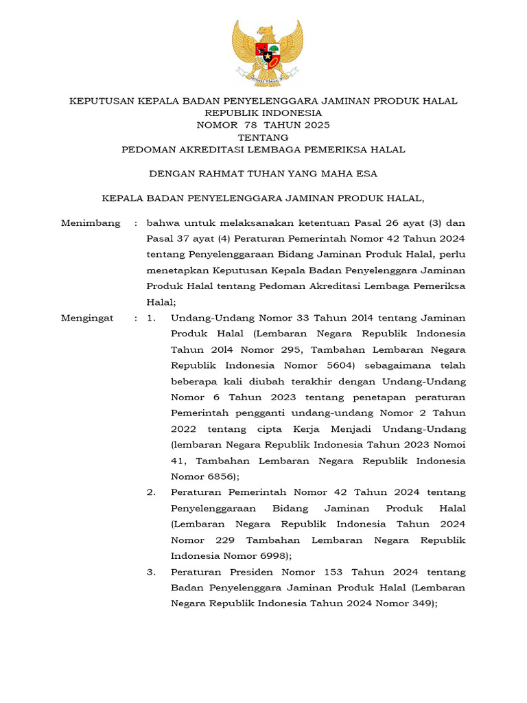 KepKaBPJPH Pedoman Akreditasi LPH | PDF