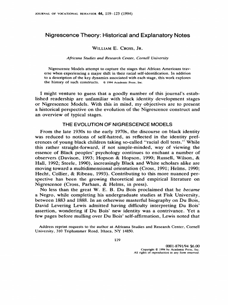 Nigrescence Theory - Cross | PDF