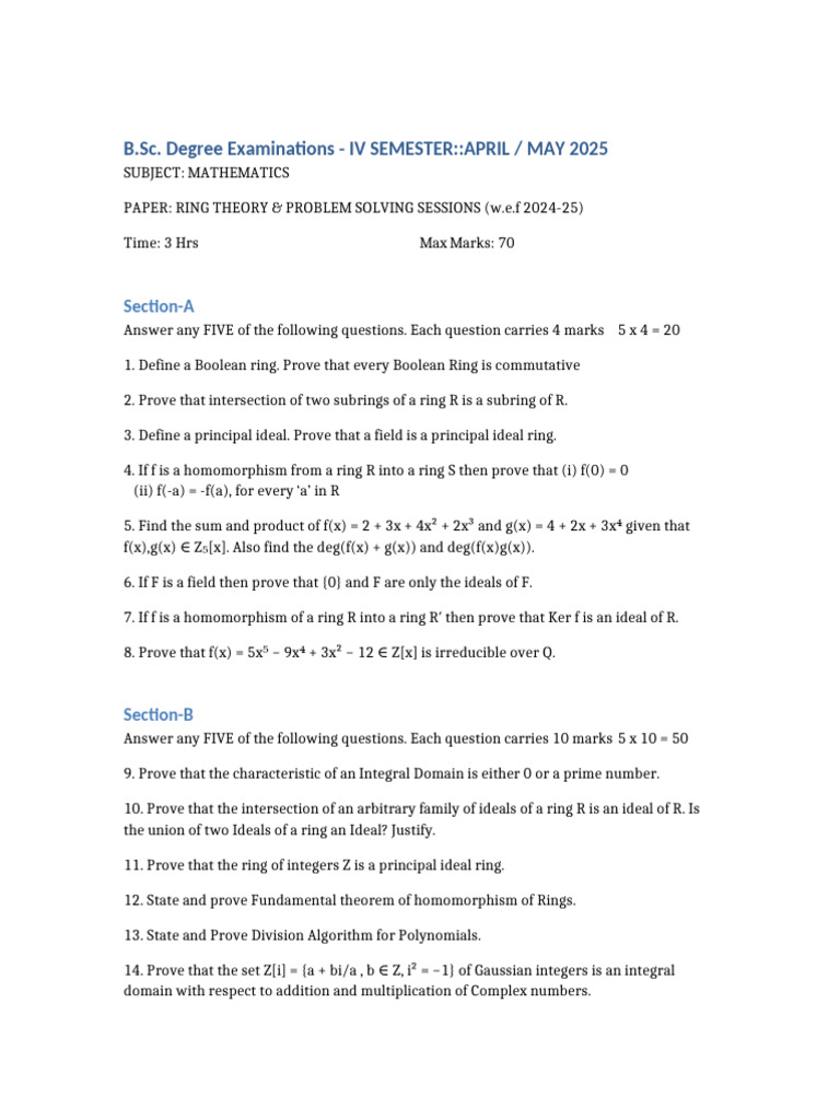 Formatted Question Paper Template | PDF