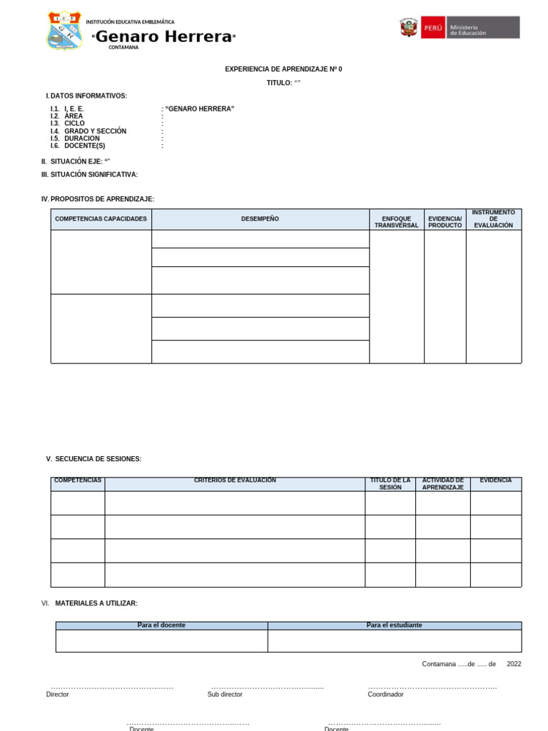 Unidad de Experiencia de Aprendizaje 2022-1 | PDF