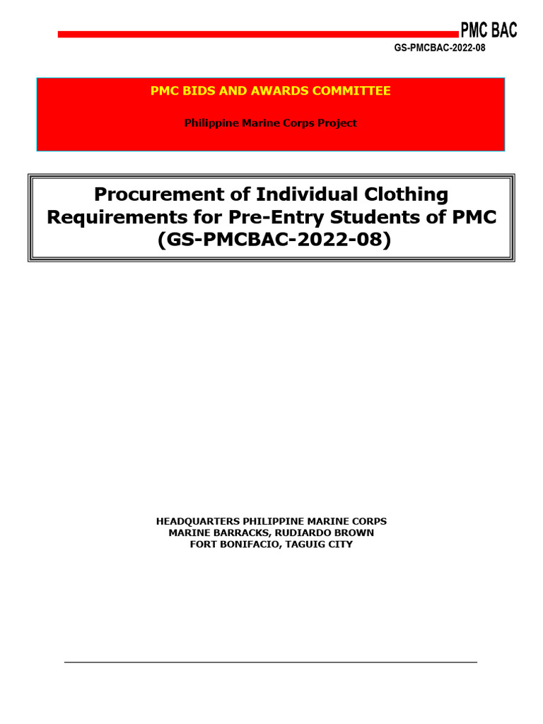 GS BD - Procurement of Individual Clothing | PDF | Guarantee