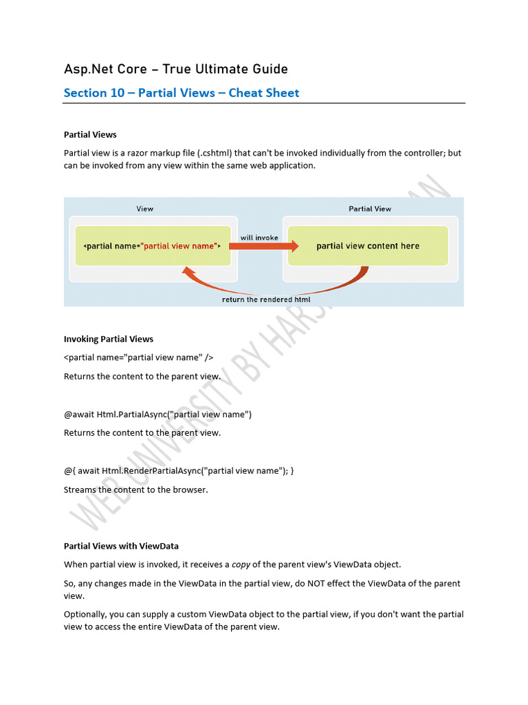 Cheat Sheet - Section 10 - Asp - Net Core | PDF
