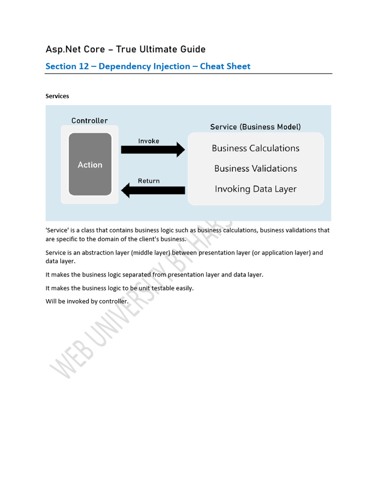 Cheat Sheet - Section 12 - Asp - Net Core | PDF | Method (Computer Programming) | Software ...