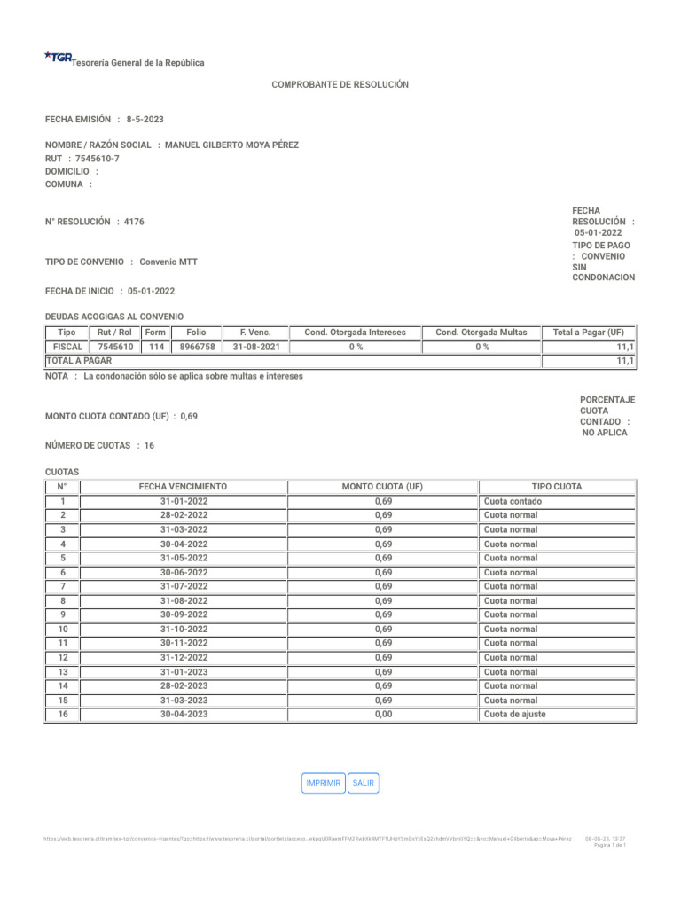 Convenios Vigentes - TGR | PDF | Responsabilidad (contabilidad ...