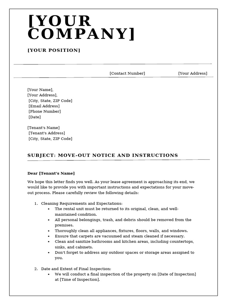 Move-Out Notice and Instructions | PDF | Leasehold Estate | Mail