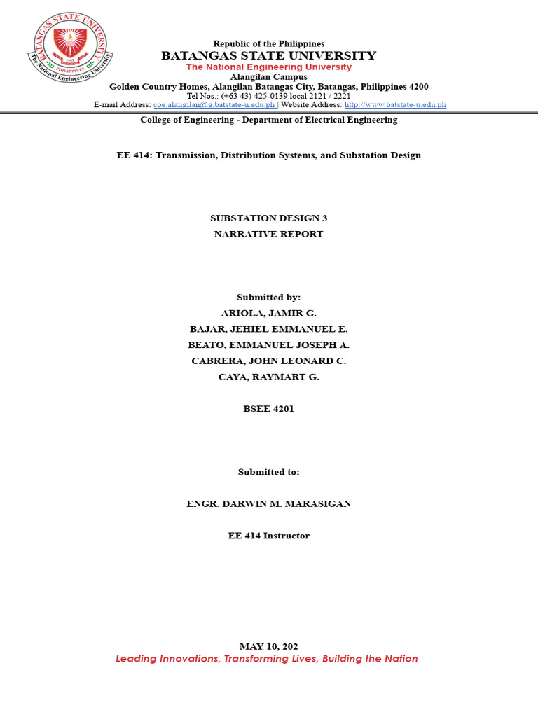 Group 2 - Substation Design 1 - Narrative Report | PDF | 3 D Computer ...