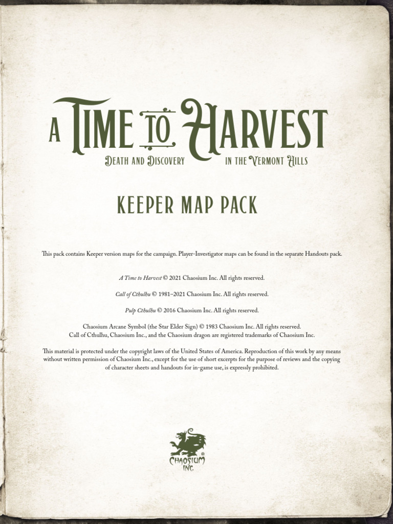 Keeper Maps for A Time to Harvest | PDF